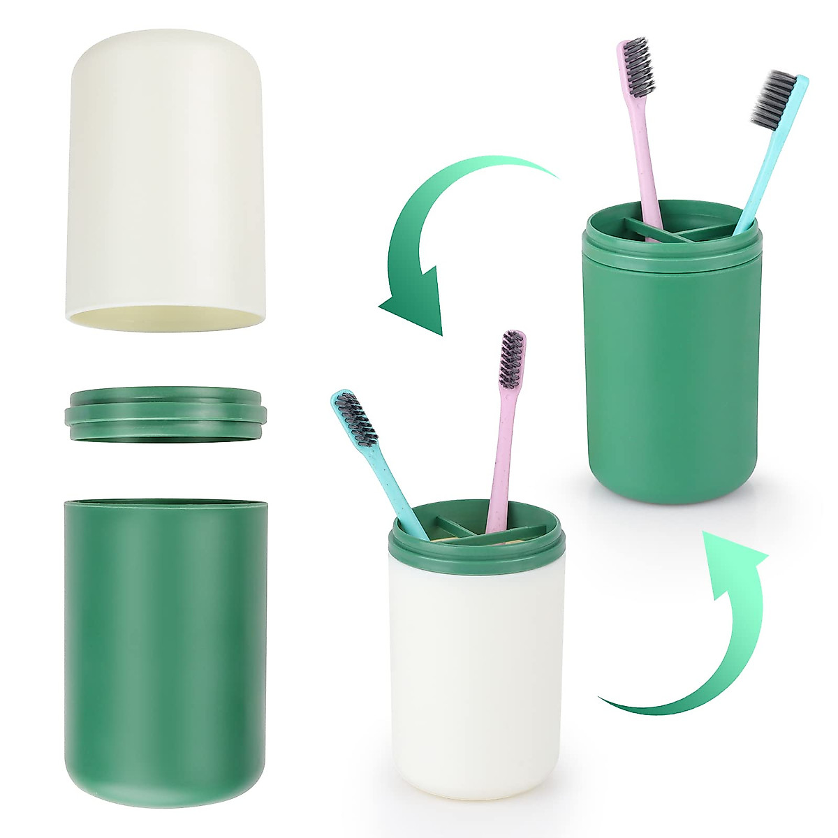 Hooqict Travel Toothbrush Case Portable Toothbrush Carrier Case Plastic Toothbrush Storage Case Cover Toothbrush Cup Container for Travelling, Camping, Bathroom, Home, School