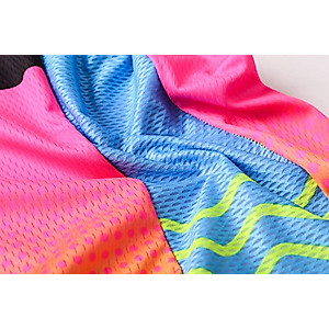 Uriah Women's Cycling Jersey Short Sleeve Reflective with Rear Zippered Bag Blue Yellow Size L