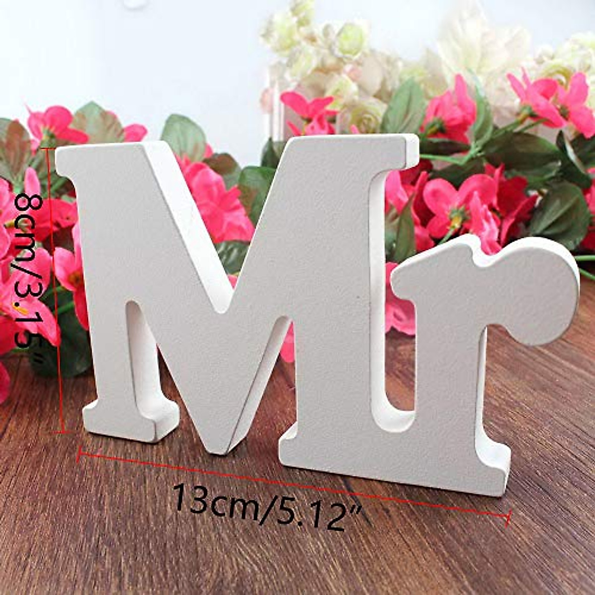 IronBuddy Mr Mrs Sign Letters 3D White Wooden Letters Decoration Wooden Mr and Mrs Letters for Party Wedding Table Decoration Photo Props (White)