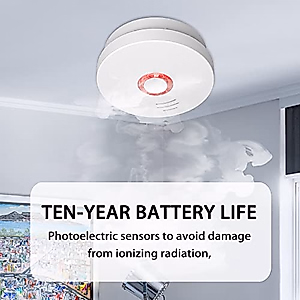 Andyssey Smoke Detectors,10 Year Lithium Battery Life Smoke Alarm with LED Lights,Photoelectric Sensor Fire Alarms Smoke Detectors with Test-Silence Button,GS508C 1 Pack