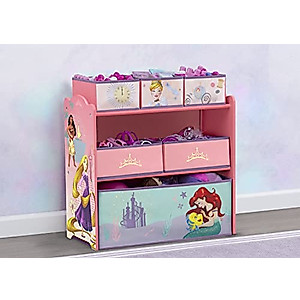 Delta Children Chair Desk with Storage Bin + Design and Store 6 Bin Toy Storage Organizer, Disney Princess (Bundle)