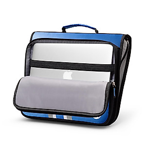 Kinbashi 2-Inch 3 Rings Zipper Binder, Holds 15-Inch Laptop, Handle and Shoulder Strap Included, Blue