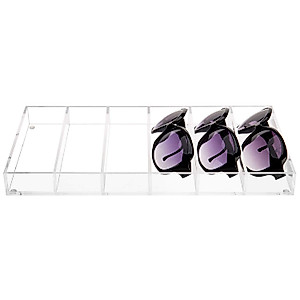 MyGift Premium Clear Acrylic Sunglass Holder Display Tray with 6 Compartments, Drawer Organizer Storage Case for Sunglasses, Reading Glasses, Eyewear, Jewelry, Makeup and Perfume Vanity Tray