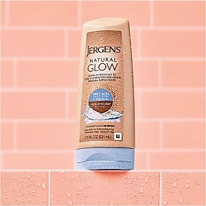 Jergens Natural Glow +FIRMING In-shower Self Tanner Lotion, Sunless Tanning for Medium to Deep Skin Tone, Anti Cellulite Firming Body Lotion, for Gradual and Natural-Looking Fake Tan, 7.5 Ounce