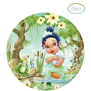 Fenghu Tiana Birthday Party Supplies, Include 20 Plates and 20 Napkins, for Princess Tiana Birthday Baby Shower Party Decorations