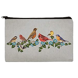 Songbirds and Flowers Cardinal Pencil Pen Organizer Zipper Pouch Case