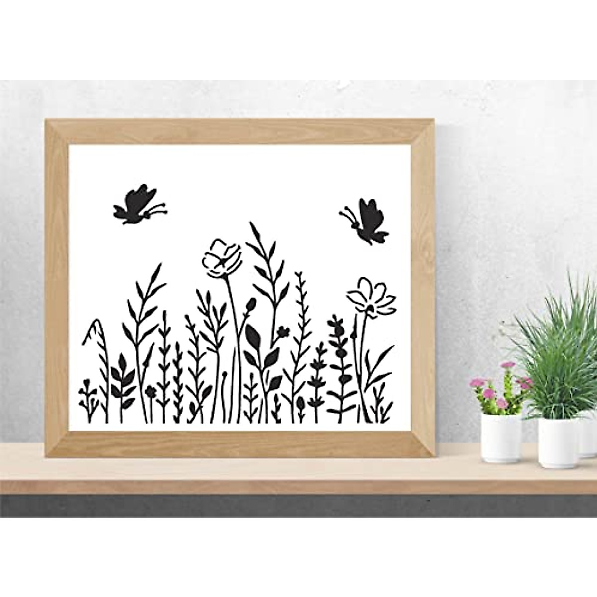 Wild Flower Stencils for Painting 11X8.3" Large Flower Stencil for Walls Leaf Cherry Blossom Vine Stencils Reusable Drawing Stencils for Painting on Wood Wall Canvas Furniture Card