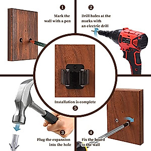 OLBET Farmhouse Mop And Broom Holder Wall Mount - Rustic Wooden Broom Organizer Wall Mount - 2 Pack - Classical Heavy Duty Storage Garden Tool Organizer Wall Hanger - Walnut Grain