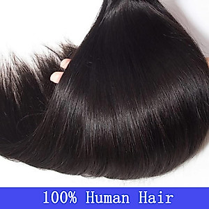 cuckoo 16/18/20inch 3 Bundles Human Hair, 100% Human Hair Bundles, Straight Brazilian Human Hair Bundles, 100% Unprocessed Virgin Brazilian Human Hair Bundles, Natural Black Color Bundles Human Hair