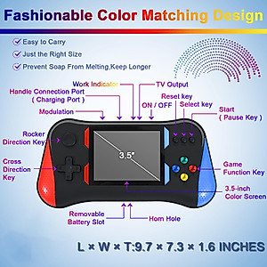 HAndPE Handheld Game Console, Retro Super Mini Game Player 500 Classical FC Games 3.5-Inch Color Screen Support for Connecting TV & Two Players 1020mAh Rechargeable Battery Present for Kids and Adult