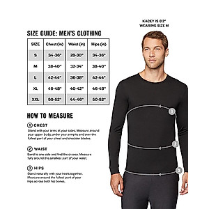 32 Degrees Heat Mens Performance Thermal Baselayer Crewneck Long Sleeve Top, Black, X-Large