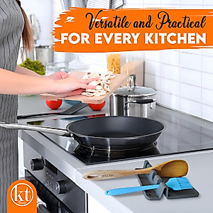 Silicone Spoon Rest, Utensil Rest with Drip Pad - Multi Spoons Rest for Stove Top - Spatula, Ladle, Tongs Holder Stand for Kitchen Counter