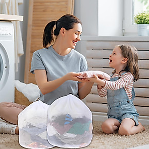 2 Pcs Mesh Laundry Bags Large Wash Bags 20 x 24 inch Laundry Hamper Liner with Drawstring Closure White Dirty Clothes Net Bag for Clothes Underwear Sheets Shoes Travel Storage