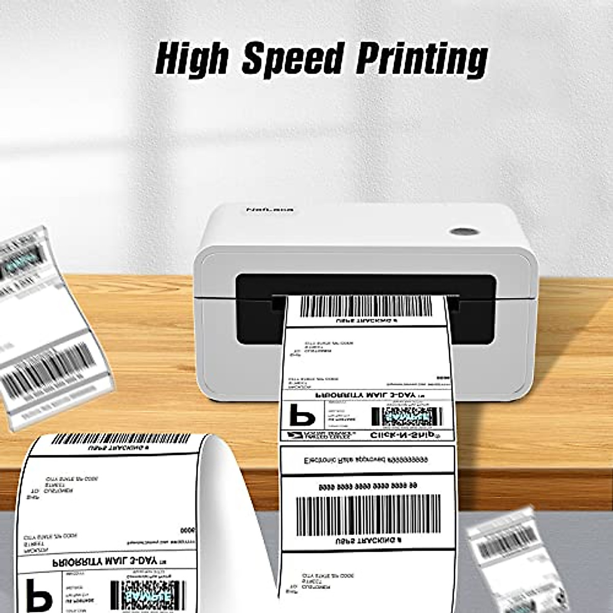 Shipping Lable Printer - 4x6 Printer with Lables 100 Pcs Direct Thermal Label Printing for Shipment Package, High Speed USB Shipping Label Maker for UPS, FedEx, Etsy, Ebay, Amazon Barcode Printing