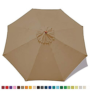 MASTERCANOPY Patio Umbrella 9 ft Replacement Canopy for 8 Ribs-Khaki