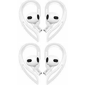 Rqker Sport Ear Hooks Compatible with AirPods 3 2021, 1 Pairs Anti Slip Anti Lost Soft Silicone Earhook Ear Loop Compatible with AirPods 3, 1 Pairs, White