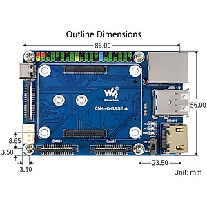 for Raspberry Pi Compute Module 4,Mini Base Board (A) with Standard CM4 Socket and Raspberry Pi 40PIN GPIO Header Onboard Multiple Connectors CSI/DSI/FAN/HDMI/USB/RJ45, etc.