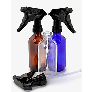 Vivaplex, 6, Large, 8 oz, Empty, Assorted Colors, Glass Spray Bottles with Black Trigger Sprayers