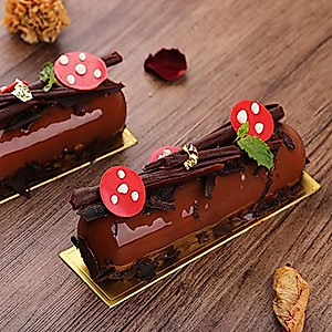 200 Pcs Mini Rectangular Cardboard, Mousse Cupcake Base, Cake Dessert Paper Board, Dissert Plates Circle Patries Cardboard Base Decorating Display for Party Wedding Catering Restaurant (Gold)