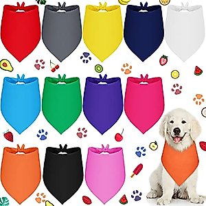 12 Pcs Sublimation Dog Plain Bandanas Bulk Adjustable Triangle Dog Puppy Bibs Heat Transfer Washable Dog Handkerchief for Small Medium Pets (Vivid Color,64 x 43 x 43 cm)