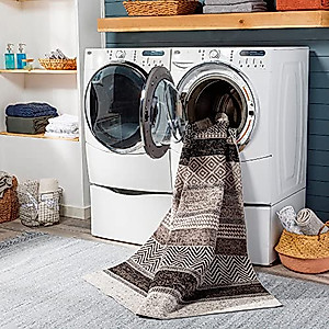 Mark&Day Washable Rugs, 8x10 Sandborn Modern Medium Gray Area Rug, Black Grey Beige Carpet for Living Room, Bedroom or Kitchen (7'10" x 10', Machine Washable)