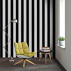 Guvana Black and White Wallpaper Striped Peel and Stick Removable Contact Paper Self-Adhesive Modern DIY Wallpaper for Bedroom Livingroom Cabinets Decor Vinyl Roll 78.7"x17.7"