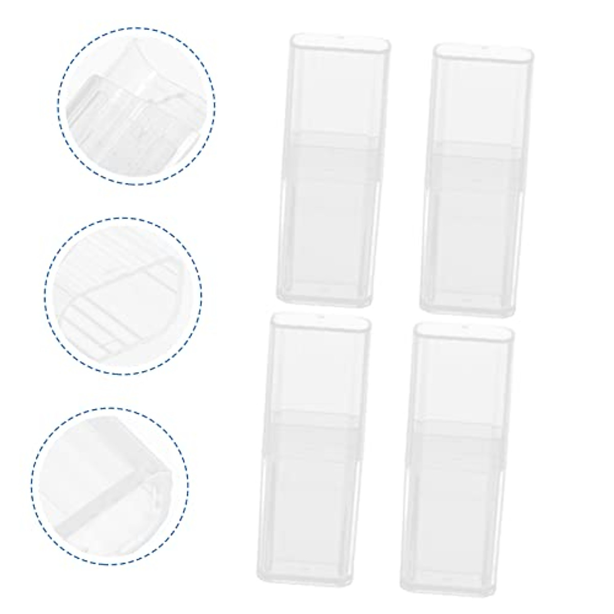 ADOCARN 4pcs Lid Organizer Swab Storage Plastic Apothecary Swabs Holder Ball Jar Bathroom Case Canisters Portable Clear Container Dispenser Cleaning with Toothpick Floss