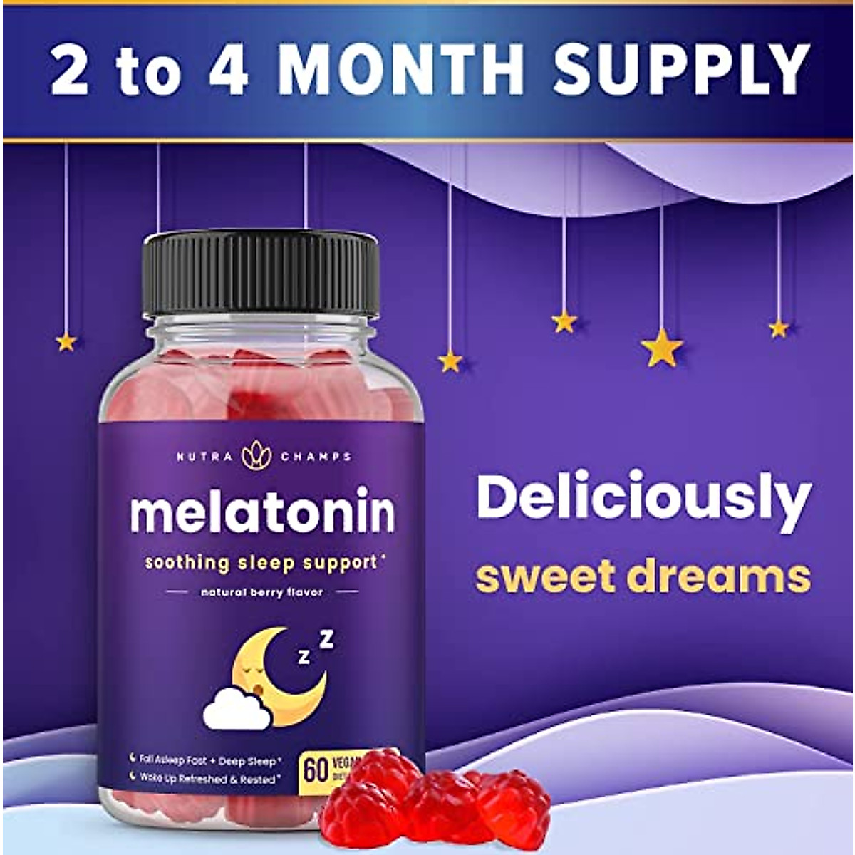 Melatonin Gummies for Kids & Adults | Natural Sleep Aid Drug-Free, Vegan Berry Flavor Kids Melatonin Gummy Supplement | 120 Sleep Gummies | 2.5mg, 5mg or 10mg Dose | Sleeping Pills Substitute (2-Pack)