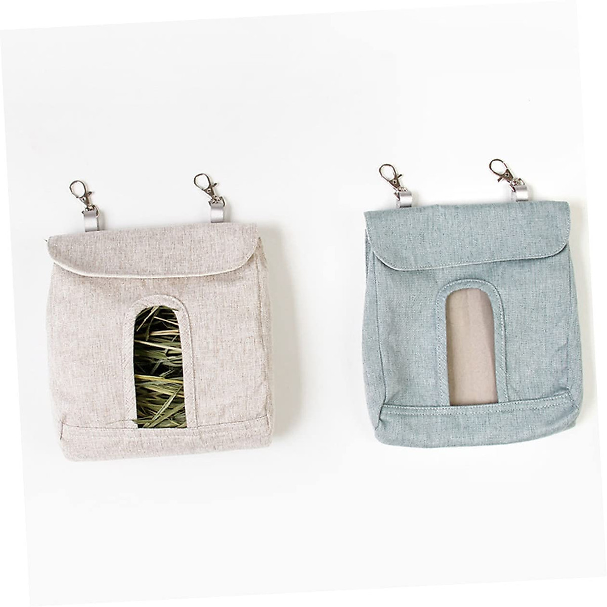 Ipetboom 2pcs Hay Bag Hanging Small Animal Hay Feeder for Guinea Pig, Rabbit, Hamster