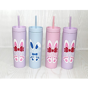 Personalized Easter Gift for Girls - Little Girl Easter Tumbler - Easter Basket Cup with Bunny - Toddler Girl Easter Tumbler-Boy Easter Gift (Purple)