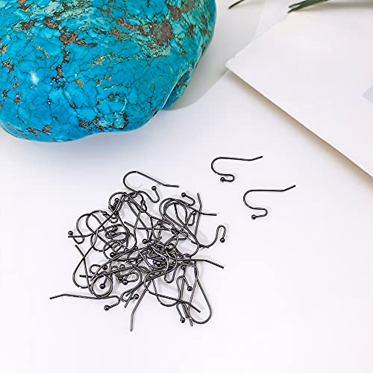 100 Pairs Gun Black Color Earwires Ball Dot French Earring Hooks/Dangle Earring Findings Jewelry Making DIY (EH-1006-G1)