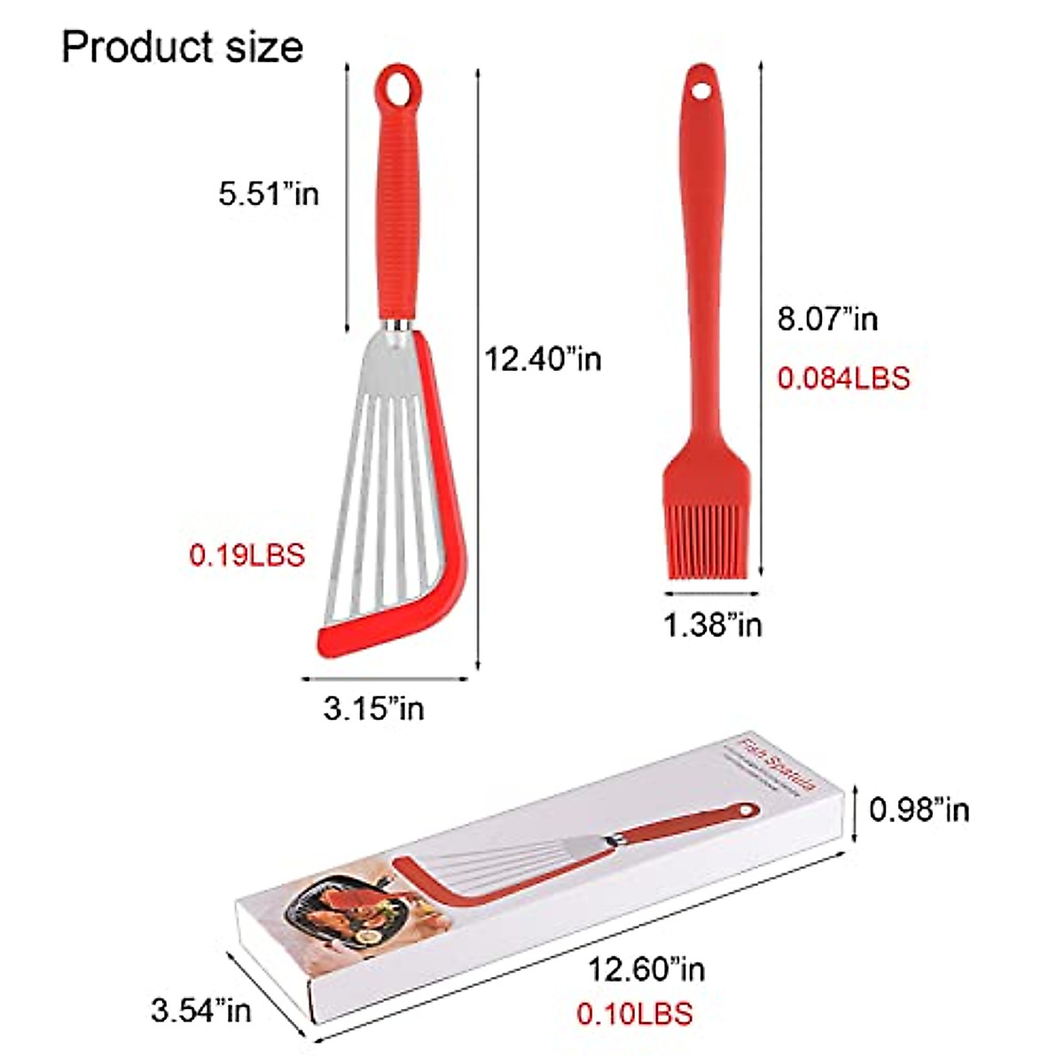 halteoly Fish Spatula Stainless steel with Silicone handled, Fish spatulas for nonstick cookware,Fish Flipper Spatula and Basting Brush (Black)