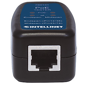 Intellinet RJ45 Poe+ Ethernet Tester – Cat6 Network Cable Checker for LAN Internet Ports, Tests Endspan Midspan Power, Detects IEEE802.3af and IEEE802.3at – 3 Yr Mfg Warranty - 780131