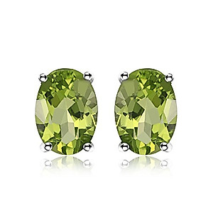 JewelryPalace Natural Garnet Peridot Amethyst Citrine Blue Topaz Birthstone Stud Earrings for Women, 14k Gold Plated 925 Sterling Silver Earrings for Women, Hypoallergenic Earrings for Girls Sets