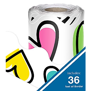 Carson Dellosa Kind Vibes Doodle Heart Bulletin Board Borders, 36 Feet of Scalloped Heart Classroom Borders for Bulletin Board