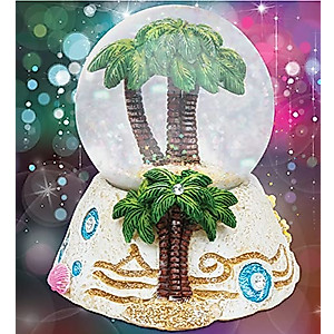 COTA Global Palm Tree Stone Snow Globe - Sparkly Water Globe Figurine with Sparkling Glitter, Collectible Novelty Ornament for Home Decor, for Birthdays, Christmas and Valentine's Day