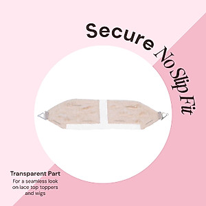 MILANO COLLECTION Lace Top Grip Comfort Band for Toppers Hair & Wiglets, Non-Slip & Glueless Velvet Wig Band for Large Base Hairpieces, Adjustable Top Grip for Hair Topper & Wigs, Beige, Large