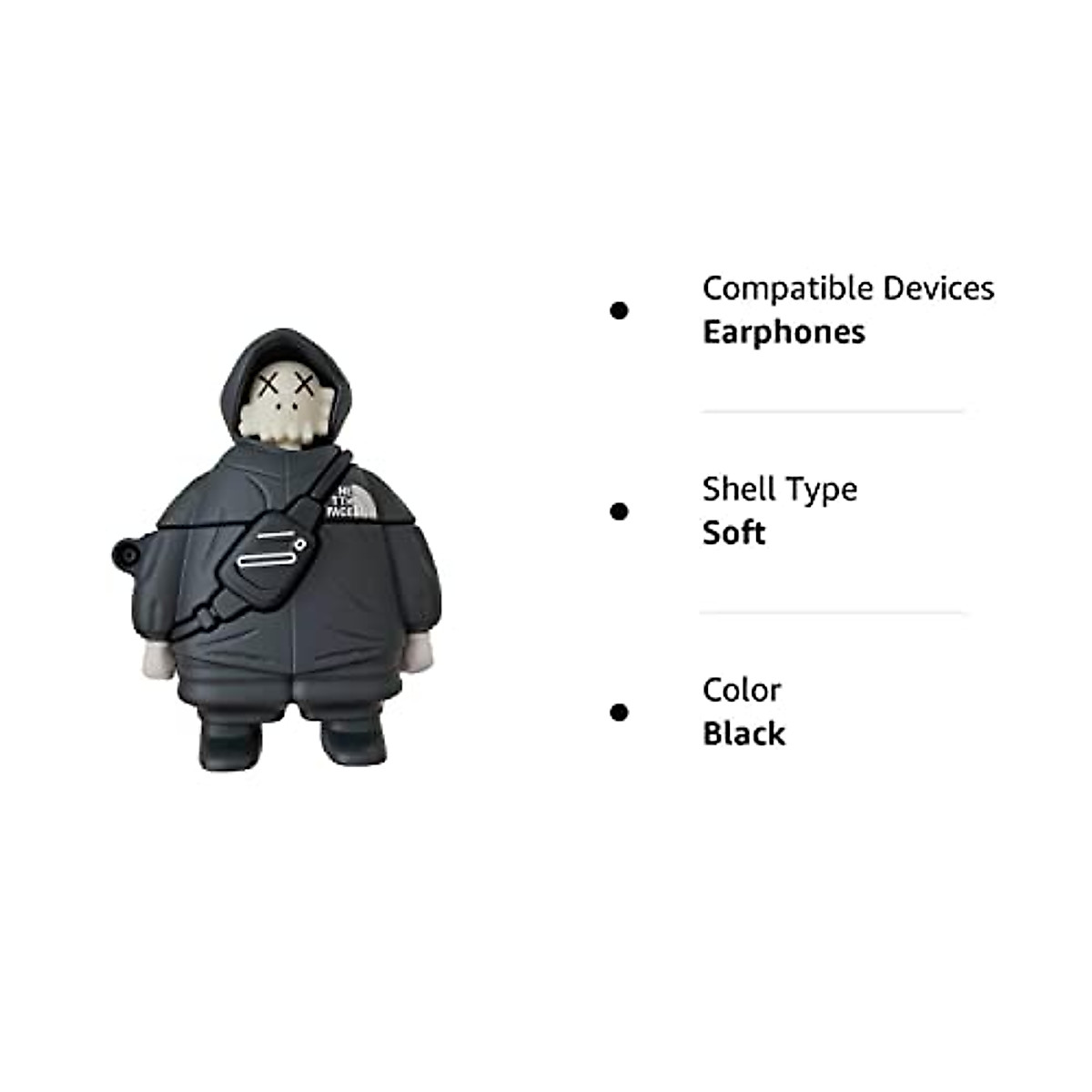 Airpod Case Cover, 3D Creative Sports Shoes Cute Cartoon Funny Fun, Soft Silicone Airpod Character Skin Keychain Ring, Girls Boys Teens Men Case for Airpods 1& 2 (Black, for Airpods 1/2)