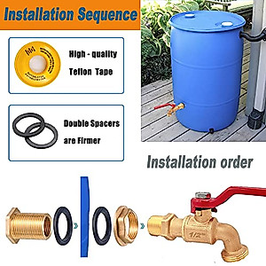 Brass Spigot Rain Barrel Faucet Kit for Rain Water Barrel, Water Tanks, Tubs, Pools etc