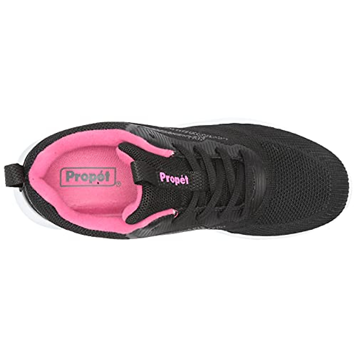 Propét Women's TravelBound Pixel Sneaker, Black/Pink, 10