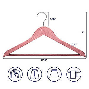 FairyHaus Natural Cedar Hangers 24Pack, Smooth Finish Wooden Coat Suit Hangers - Slim Sleek & Flat Cedar Wood Shirt Hangers with 360° Rotating Hook, Durable Cedar Clothes Hangers