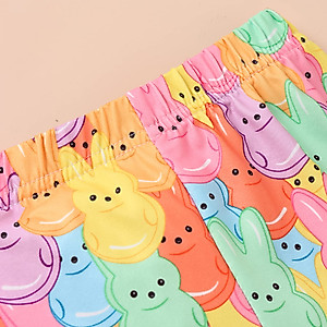 Noubeau Toddler Baby Girl Easter Outfits Ruffle Letter Rabbit Print Dress Shirt Top Leopard Bell-Bottom Flare Pant Headband (White, 18-24 Months)