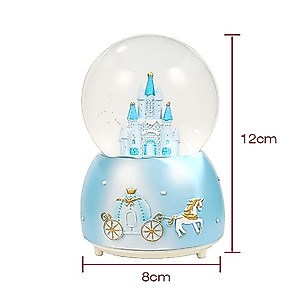 Snow Globe Castle Crystal Ball Automatic Snowfall Musical Rotating Crystal Ball with 7 Color Changing Lights Music Box Castle for Girls Boys Xmas Santa