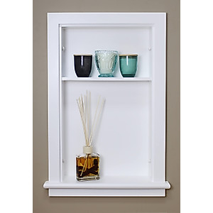 Fox Hollow Furnishings 14x24 Recessed Aiden Wall Niche - Wall Shelf for Storage and Home Decor, 1 Shelf (White W/Plain Back)