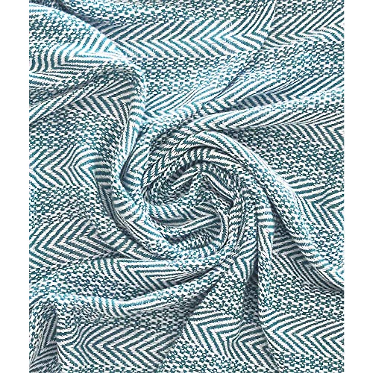 Farmhouse Throws Blanket with Fringe for Chair,Couch,Picnic,Camping, Beach,Throws for Couch,Everyday Use, Cotton Throw Blanket with Super Soft and Excellent Handfeel 50 x 60 -Teal White