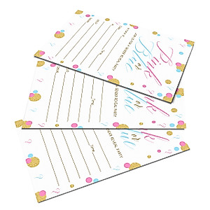 Abstract Gender Reveal Invitations with Envelopes (15 Pack) Blank Invites for Baby Revealing He or She Party – Pink and Blue Theme Boy or Girl – Fill-In Details on Printed Invite Card Set 4x6