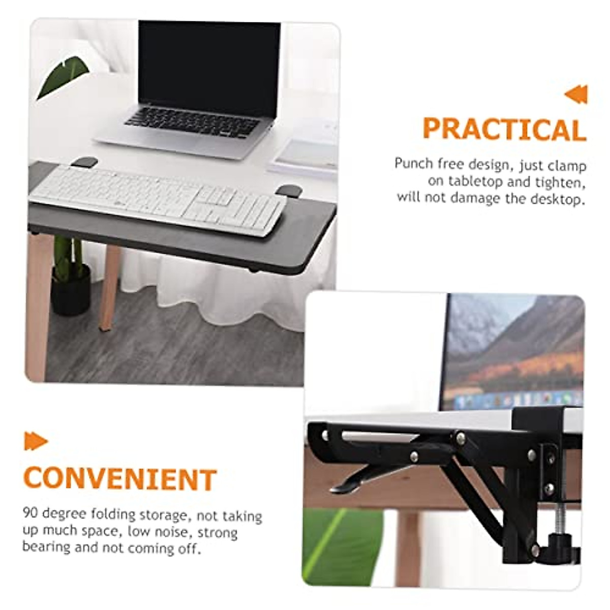STOBOK 1 Set Foldable Bracket Keyboard Tray Keyboard Tray Track Wrist Rest Extension Bracket Foldable Keyboard Desktop Keyboard Table Trays for Eating Desktop Extension Board Bracket