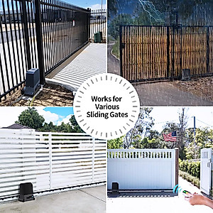 TOPENS RK990T Automatic Sliding Gate Opener Rack Drive Electric Gate Motor for Heavy Driveway Slide Gates Up to 2200 Pounds, Security Gate Operator AC Powered with Nylon Gear Rack and Remote Control