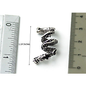 LynnAround 925 Sterling Silver Norse Nordic Viking Dragon Beard Beads Rings, Dreadlock Pirate Hair Beads, Pagan Jewelry