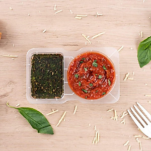 Double Compartment Condiment Container Double Condiment Containers with Lids 2 Compartment Snack Containers Double Compartment Condiment Containers with Lids Sauce Containers (Square Two 150ml,15PCS)